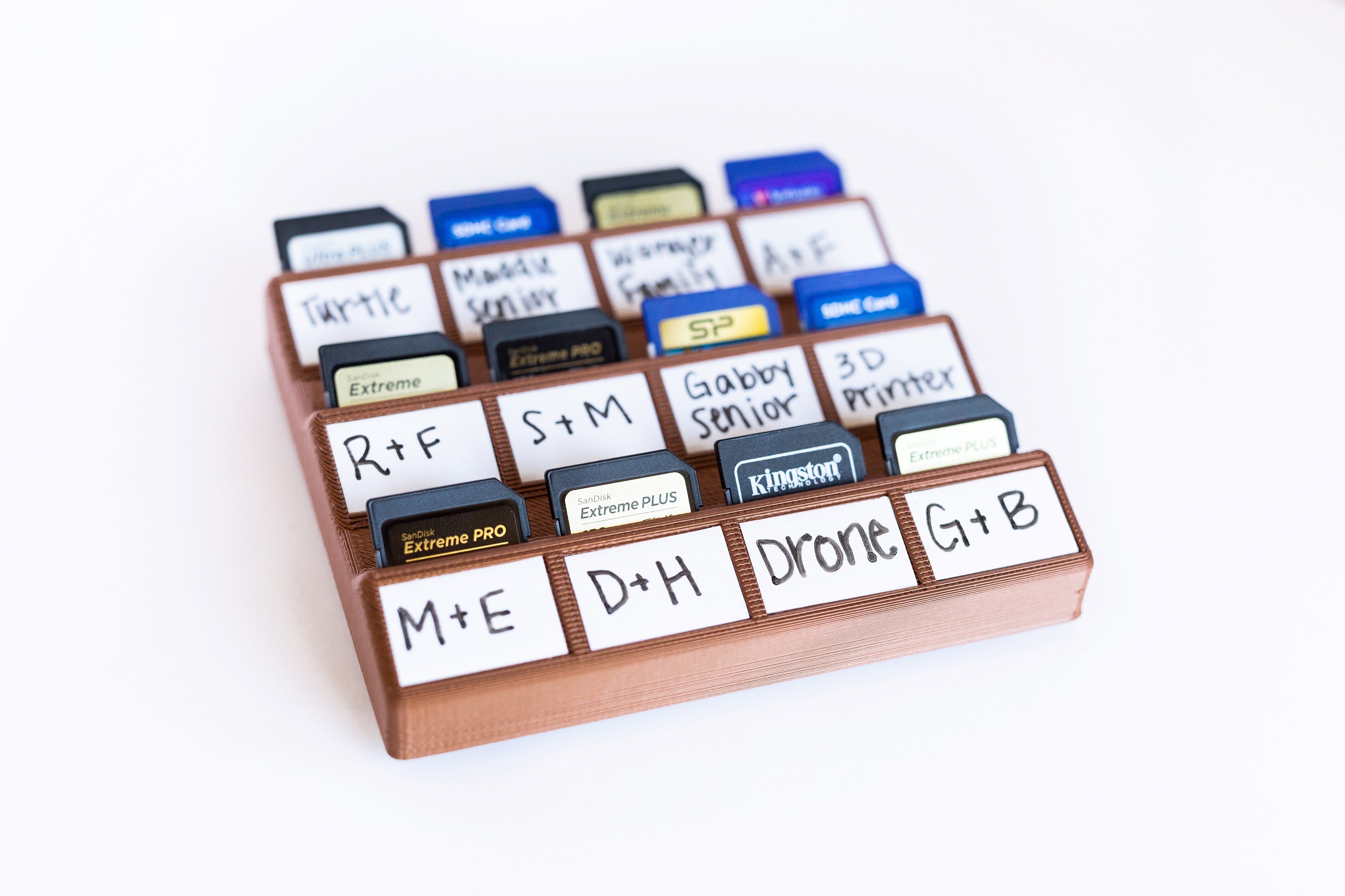 SD Card Holder With Labels 3d Printed 12 Card Slots Organizer ...