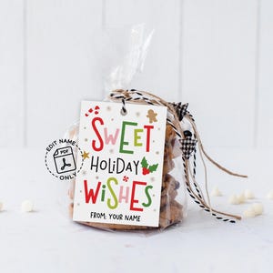 Sweet Holiday Wishes Tags, Printable Christmas Label, Candy Cookie ...