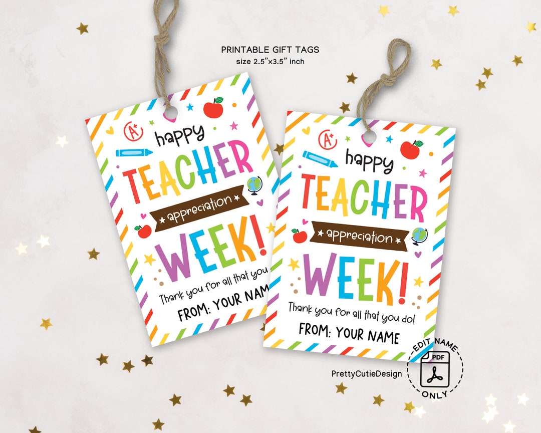 Teacher Appreciation Week Printable Gift Tags, Teacher Appreciation Tag ...