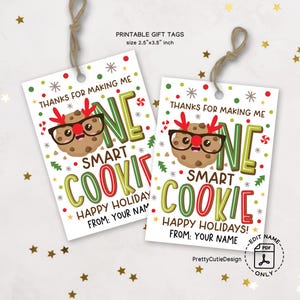 Christmas Cookie Gift Tag, Thank You for Making Me a Smart Cookie Tag ...