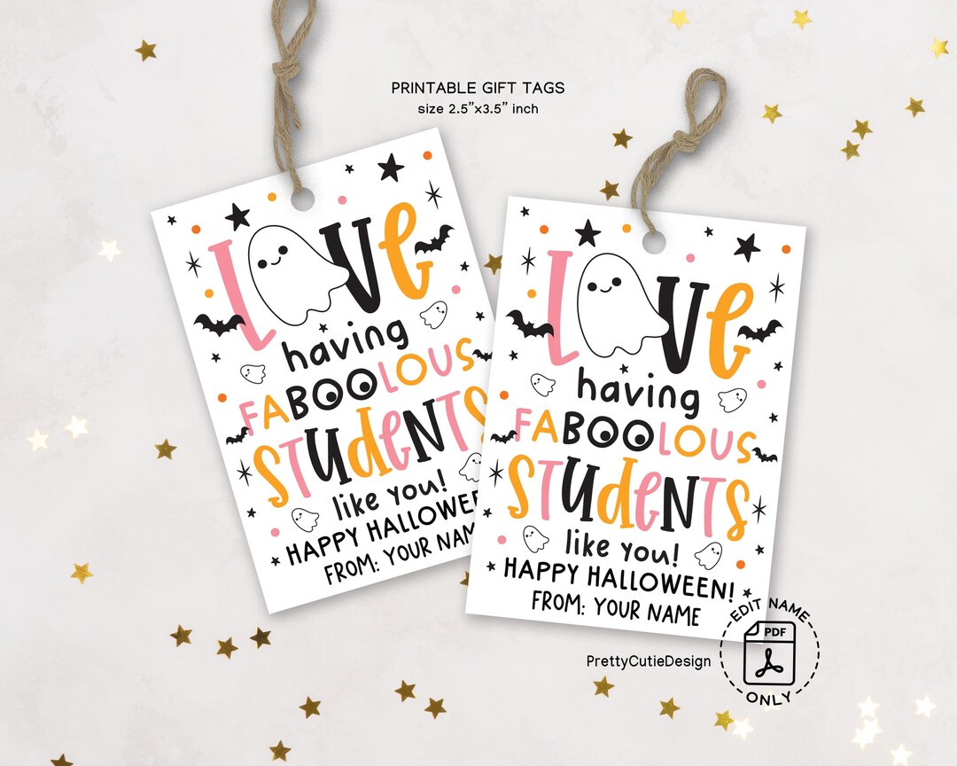 Students Halloween Gift Tags Printable, Faboolous Students Trick or ...