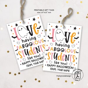 Students Halloween Gift Tags Printable, Faboolous Students Trick or ...