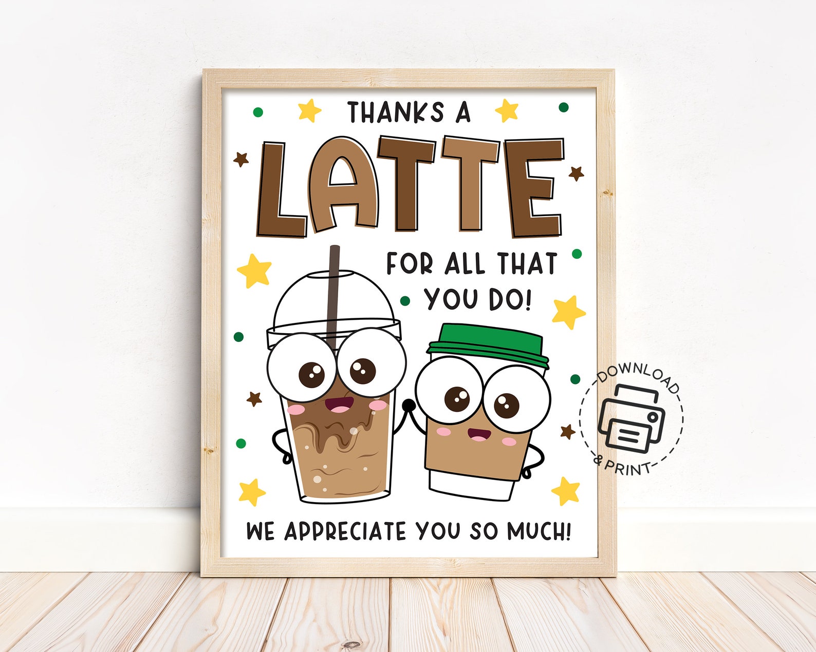 Thanks A Latte Appreciation Sign: Teacher Staff Coffee Bar (PDF & JPG ...