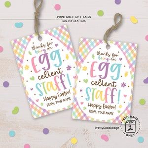 Easter Gift Tag Printable, Eggcellent Staff Gift Tag, Easter Staff ...