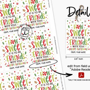 Friend Christmas Gift Tags Printable, How Sweet It is to Be Friends ...