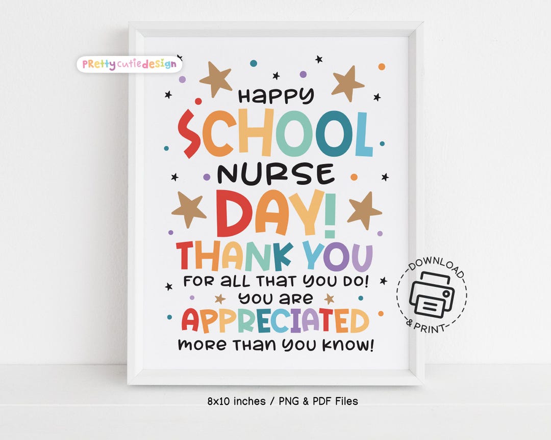 School Nurse Day Sign Printable, School Nurse Appreciation Poster ...