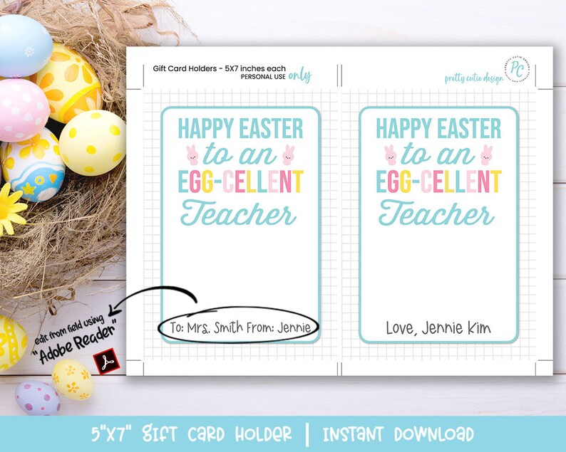 Happy Easter to an Egg-cellent Teacher Pastel Color Easter - Etsy