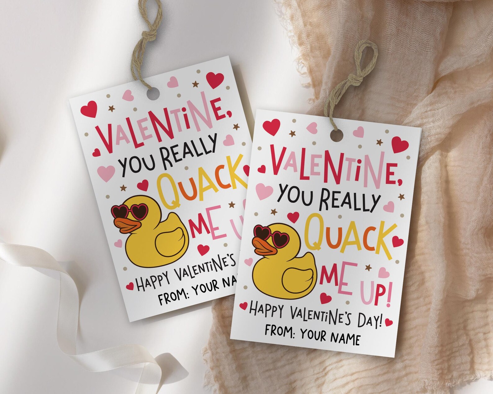 Rubber Duck Valentine's Day Gift Tags Printable, Kids Classroom Favor ...