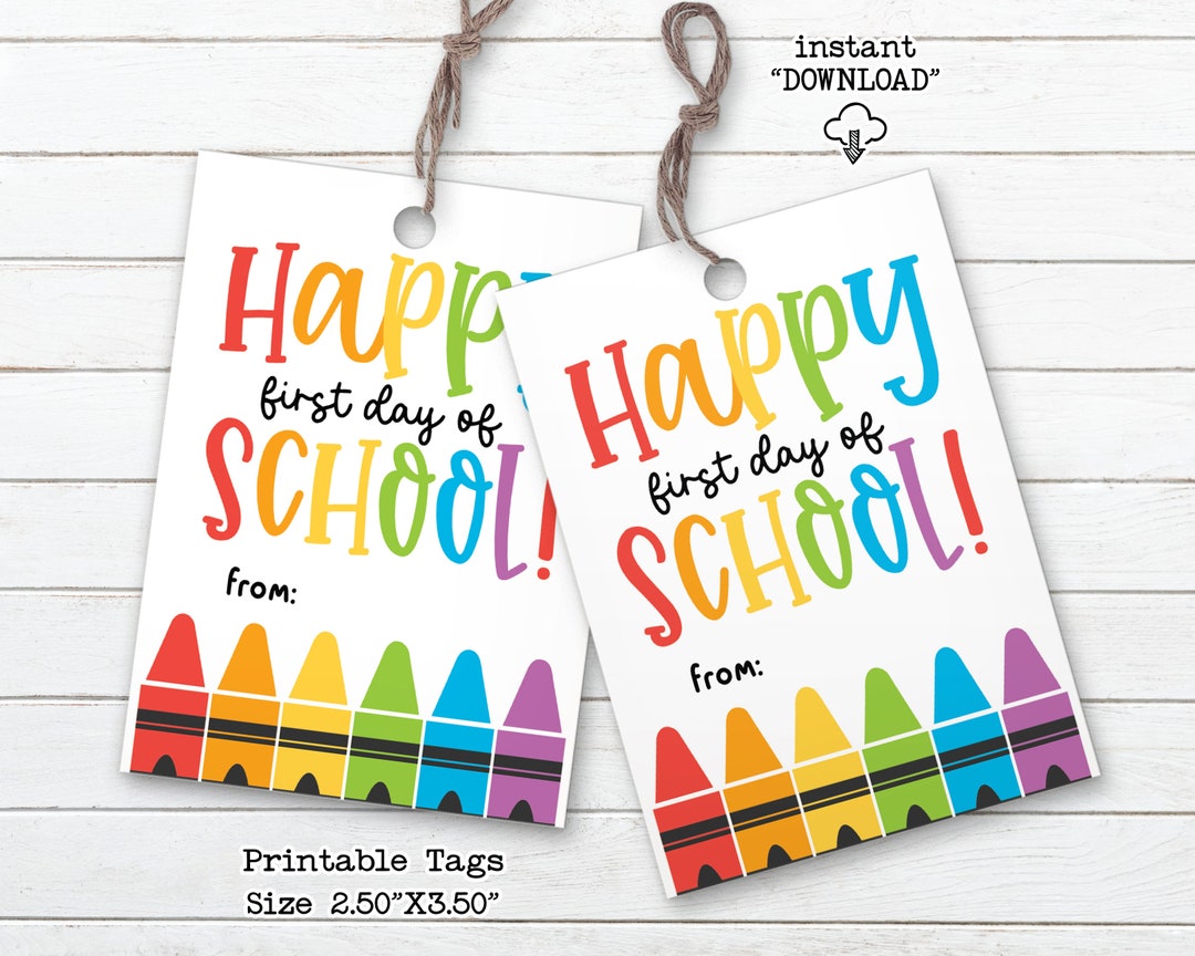Back to School Gift Tag Template Printable Rainbow First Day - Etsy