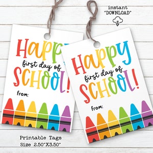 Back to School Gift Tag Template Printable Rainbow First Day - Etsy