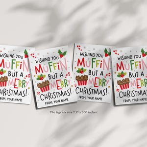 Christmas Muffin Gift Tags Printable, Bakery Treat Labels for Holiday ...