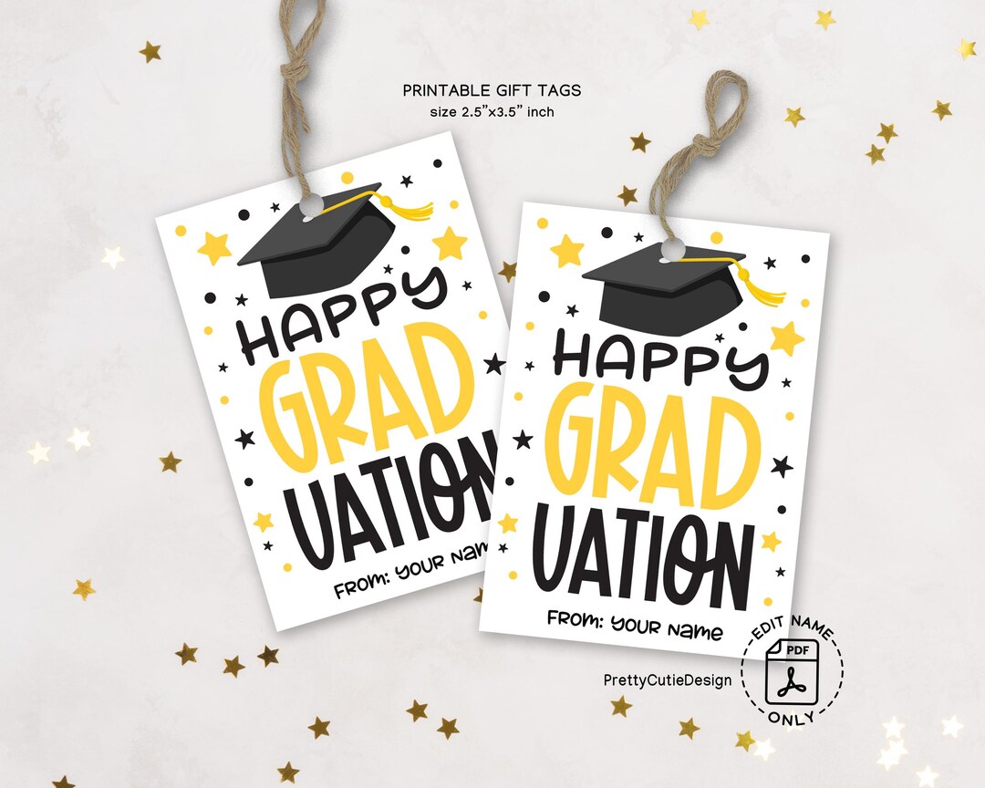 Happy Graduation Gift Tags Printable, Grad Party Favor Bag Tags, Class ...