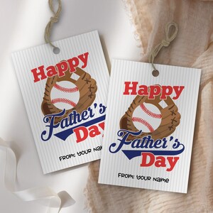 Father's Day Gift Tags Printable, Happy Father’s Day Baseball Theme ...