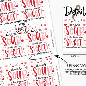 Don't Be Sour I Think You're Sweet Valentine Tags, Sweet and Sour Candy ...