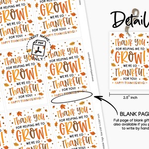 Thanksgiving Gift Tags Printable, Fall Teacher Thank You Favor Tags ...
