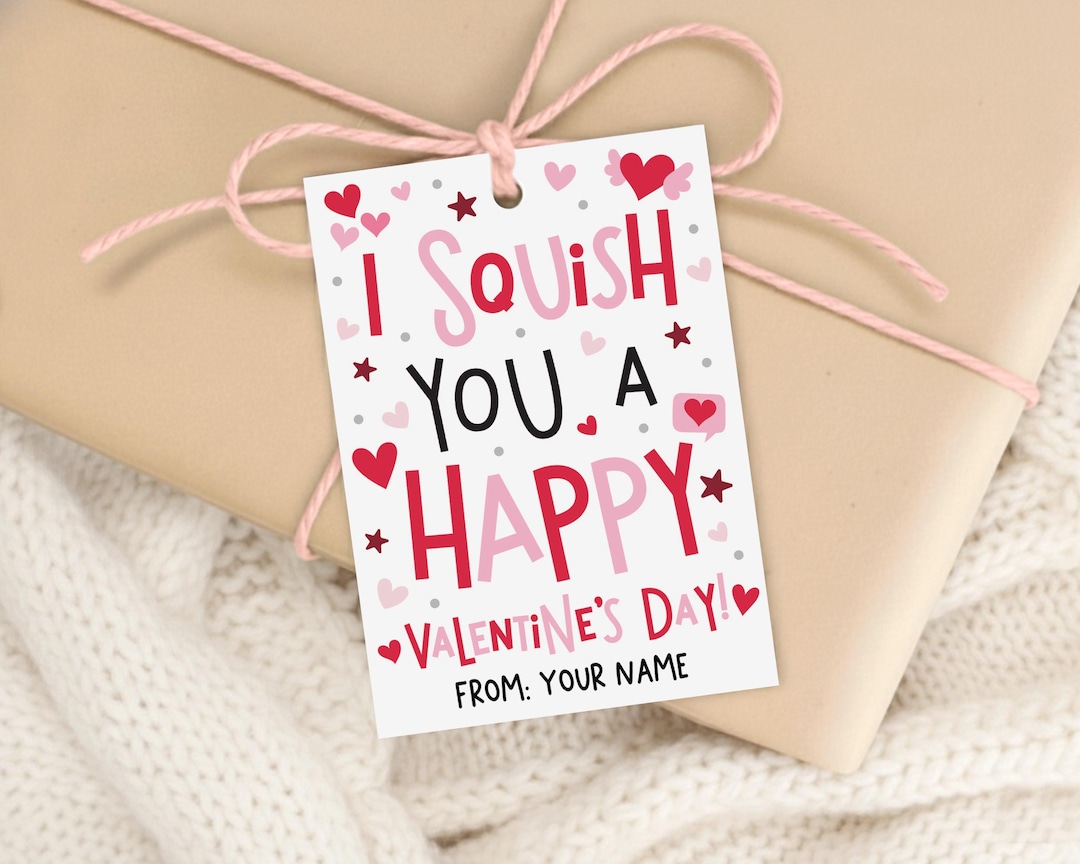 Squishy Valentine Tags, Mochi Toy Gift Label, Kids Fidget Sensory Class ...