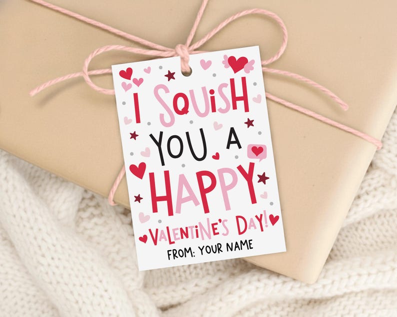 Squishy Valentine Tags, Mochi Toy Gift Label, Kids Fidget Sensory Class ...