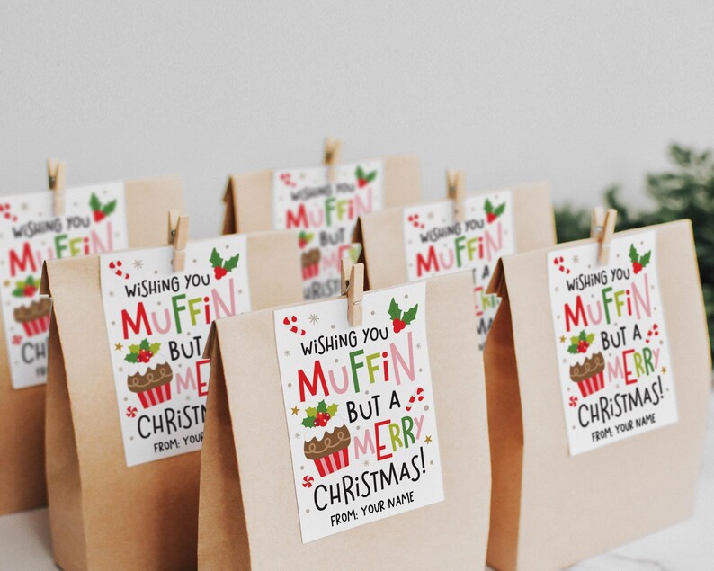 Christmas Muffin Gift Tags Printable, Bakery Treat Labels for Holiday ...