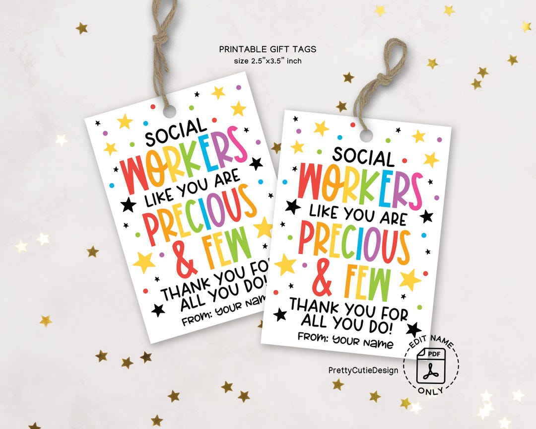 Social Work Month Gift Tag Printable, Social Worker Appreciation Tag ...