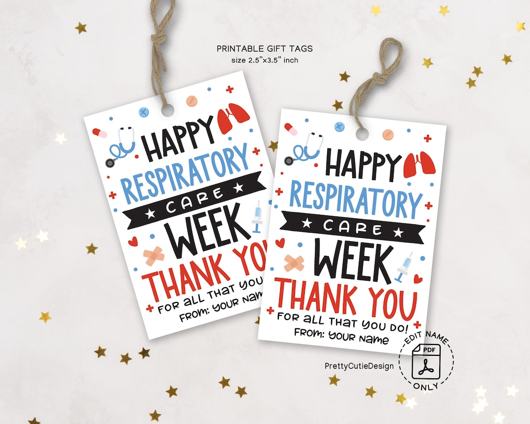 Respiratory Care Week Gift Tags Printable: Thank You Appreciation for ...