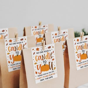 Thanksgiving Candle Gift Tags Printable, Fall Candle Candle Favor Tag ...