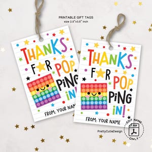 Pop It Gift Tags Printable: Rainbow Back to School Favor Tags (PDF ...