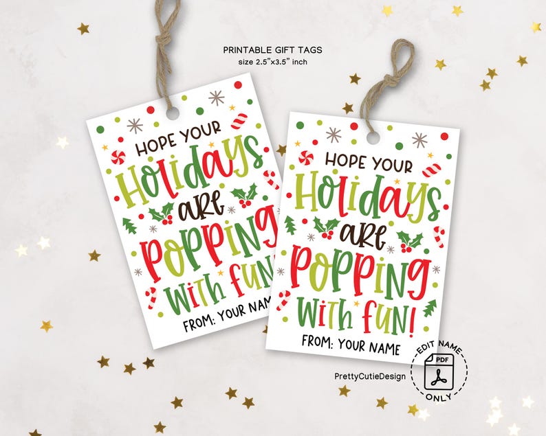 Christmas Popcorn Tag, Poppin Holiday Printable, Student Teacher Gift ...