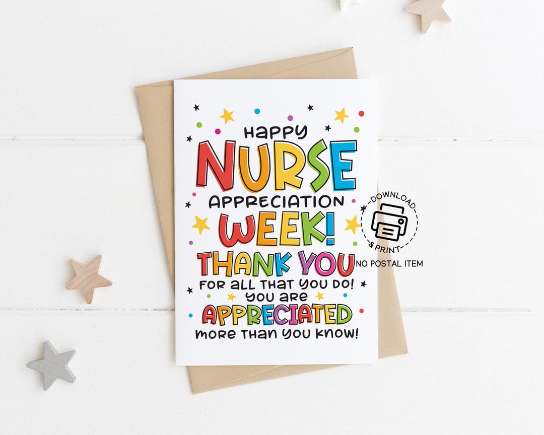 Happy Nurse Appreciation Week Card Printable, Thank You Card for Nurses ...