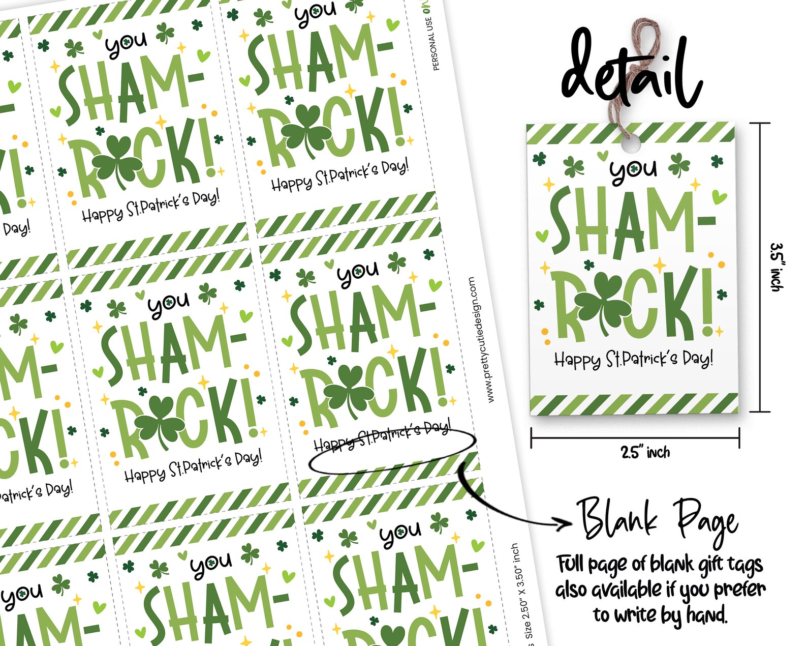 St Patricks Day Printable Tags, You Shamrock Gift Tag, Kids St Patricks ...