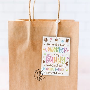 Happy Easter Printable Gift Tags, Easter Bunny Coworker Gift Tag, Thank ...