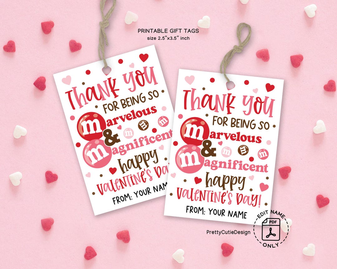 Marvelous and Magnificent Valentines Day Chocolate Gift Tag, Classroom ...
