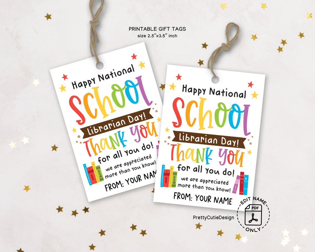 School Librarian Appreciation Tag, School PTO PTA Staff Appreciation ...