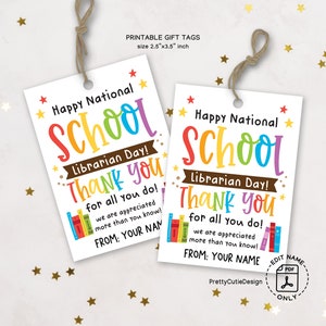 School Librarian Appreciation Tag, School PTO PTA Staff Appreciation ...