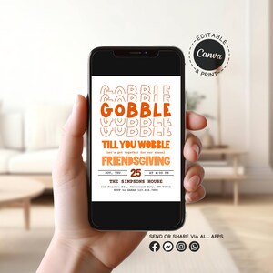 Editable Friendsgiving Invitation, Custom Printable Template for Fall ...