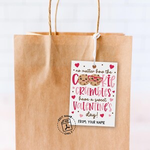 Cookie Valentine Gift Tag Printable, Sweet Classroom Treat Bag Label ...