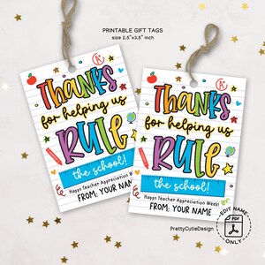 Teacher Appreciation Week Gift Tags Printable, School Supplies Teacher ...