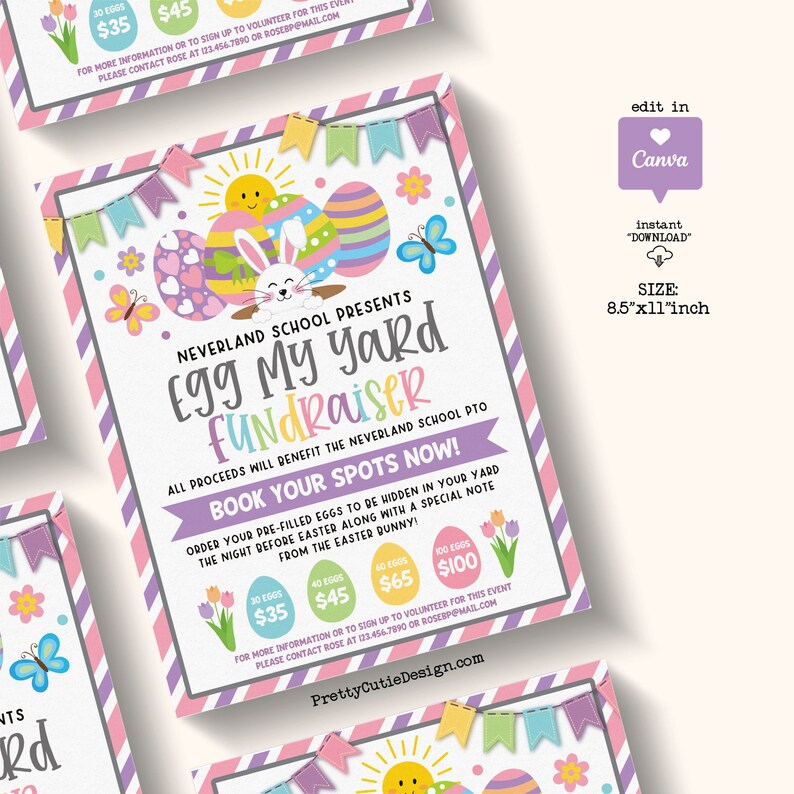 Easter Egg My Yard Fundraiser Template, School Fundraiser Event Canva ...