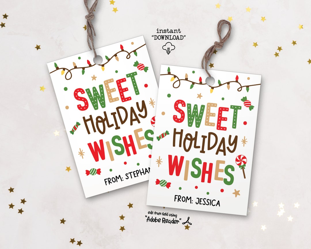 Christmas Sweet Gift Tag Printable, Sweet Holiday Wishes Gift Tag ...
