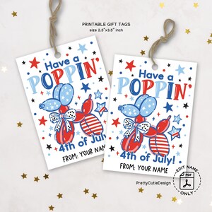 4th of July Balloon Gift Tag Printable, Have A Poppin' 4th of July Tag ...