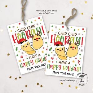 Christmas Chips Bag Gift Tags Printable, Chip Chip Hooray Have a Happy ...
