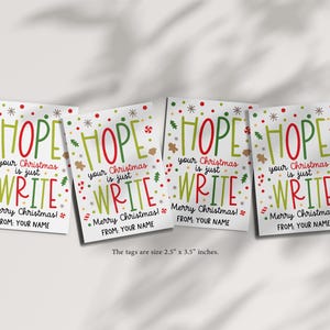 School Supplies Holiday Gift Tags, Hope Your Christmas is Just WRITE ...