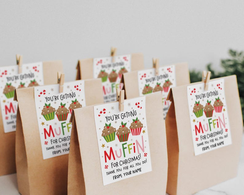Christmas Gift Tags, Muffin Pun Printable, Coworker Teacher ...