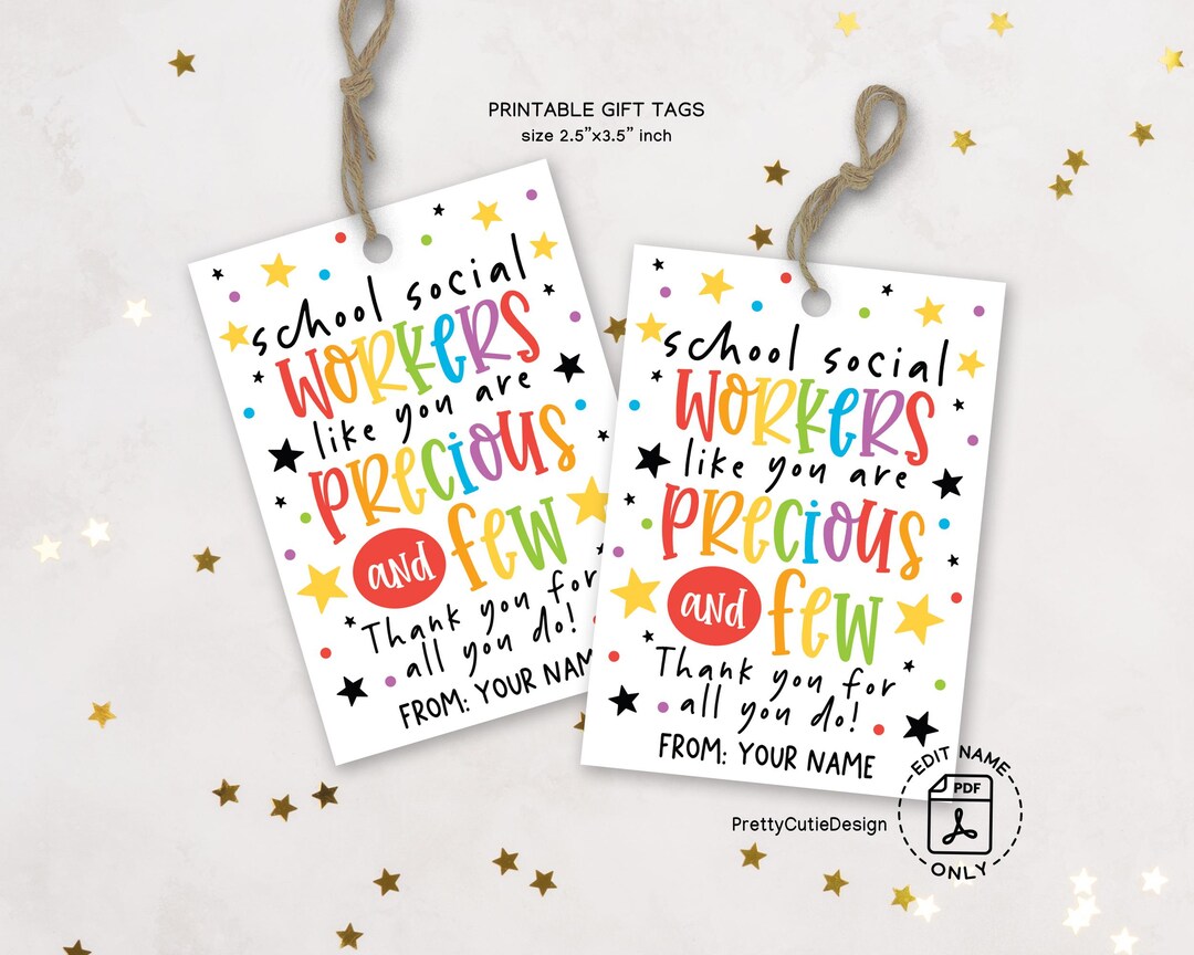 Printable School Social Work Week Gift Tag, School Social Worker ...