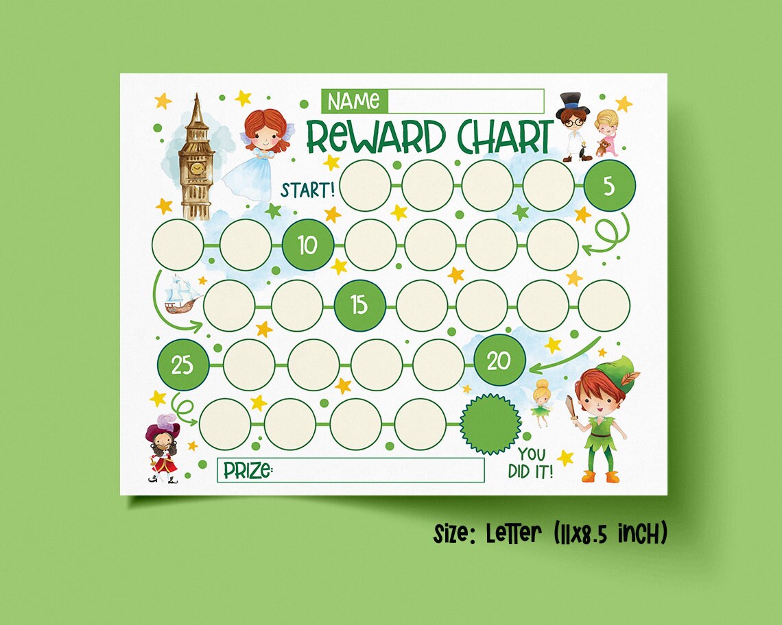 Peter Pan Reward Chart for Kids Simple Kids Reward Chart - Etsy Canada