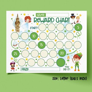 Peter Pan Reward Chart for Kids, Simple Kids Reward Chart, Neverland ...