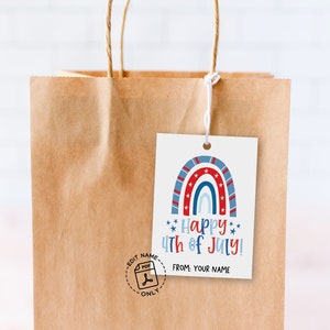 4th of July Gift Tag Printable Rainbow Happy, Memorial Day Gift Tag ...