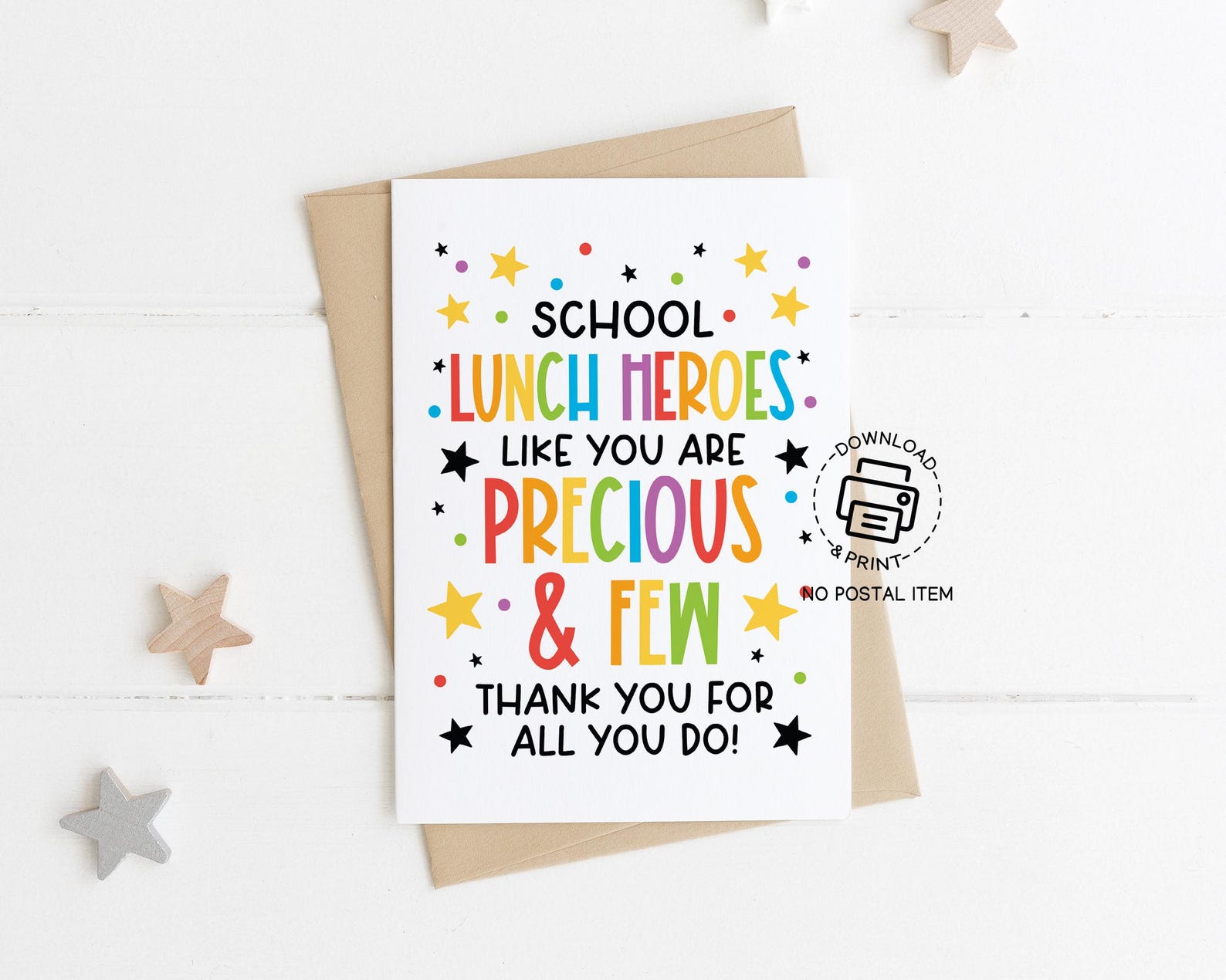 School Lunch Hero Day Printable Card, Thank You Note for Lunch Staff ...