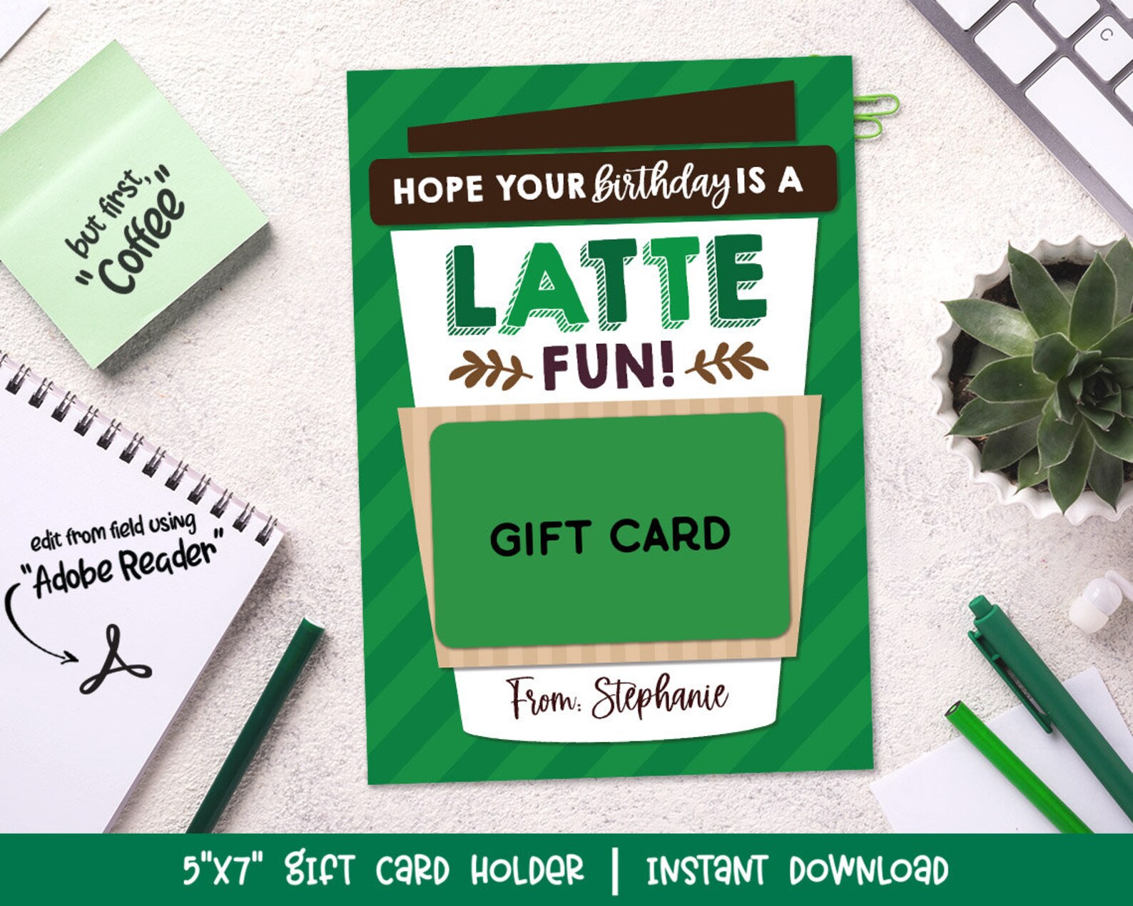 Hope Your Birthday is A Latte Fun Coffee Gift Card Holder - Etsy