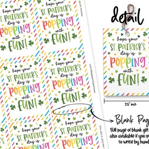 Printable St Patrick's Day Gift Tags, St Pattys Day Popping With Fun ...