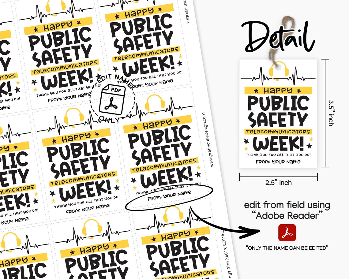 911 Dispatcher Gift Tag, Public Safety Telecommunications Week Gift Tag ...